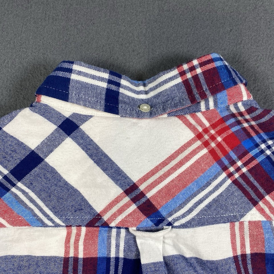 Chubbies Flannel Shirt Men's Large Red White Blue Plaid Long Sleeve ...