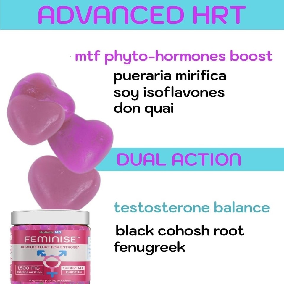 Holistic MD HRT Estrogen Gummies 1500mg – Women & Trans MTF, 30-Day ...