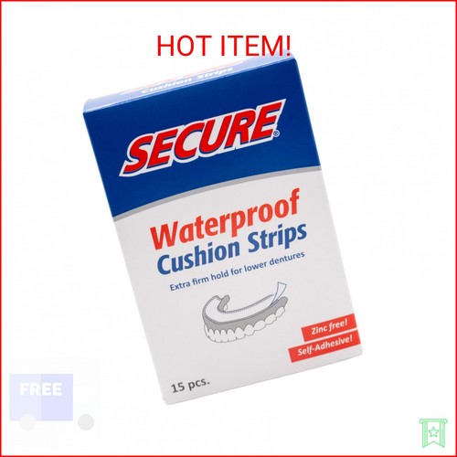 Secure Comfort Strips Waterproof Denture Adhesive - Zinc Free - Extra ...