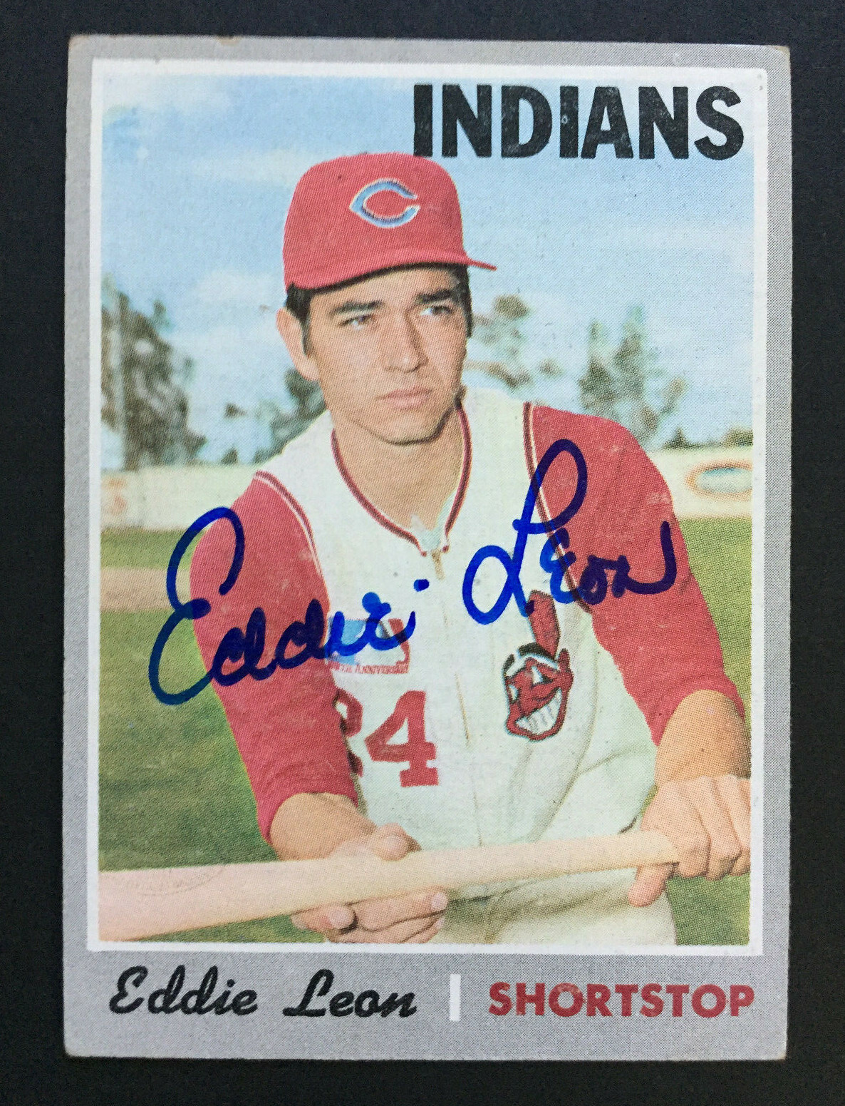 Eddie Leon Indians Signed 1970 Topps baseball card #292 Auto Autograph ...