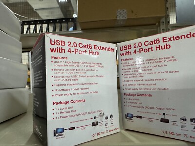 Hall Research U2-160-4 USB 2.0 on Cat6 Extender Kit with Hub | eBay