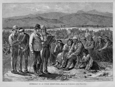MUSTER DAY ON THE INDIAN RESERVATION NATIVE AMERICAN 1880 HARPER'S ...