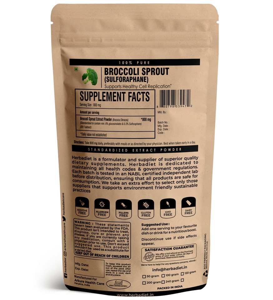 Broccoli Sprout 20:1 Extract Powder POTENT 0.3% Sulforaphane 6% ...