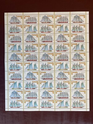 Canada Stamp Sheet/Pane - 1977 12-cent SAILING VESSELS in Se-tenant ...