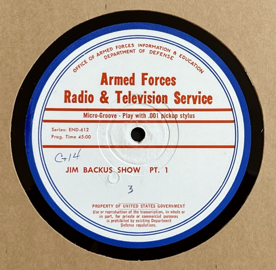 JIM BACKUS MITCH MILLER MILT KAMAN RICHARD BURTON 16" RADIO ...