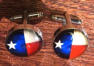 TEXAS State Flag Star Unique Silver Tone Bullet Style Coin Cufflinks ...