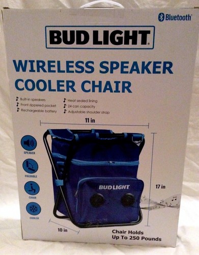 New BUD LIGHT Wireless BLUETOOTH Speaker COOLER Folding CHAIR Budweiser ...
