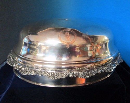 Silverplate Platter Dome Woodroffe Family Crest Ireland Open Hand in ...