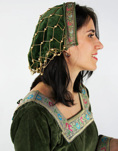 Mittelalter Larp Magd Maid Haube Perlenhaube Samt zum Gewand Perlen ...