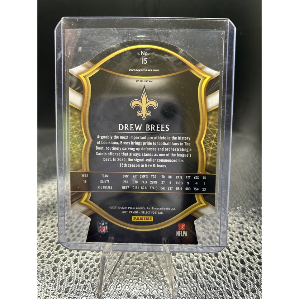 2021 Panini Select DREW BREES Blue Checker Concourse Prizm Die cut 15 ...