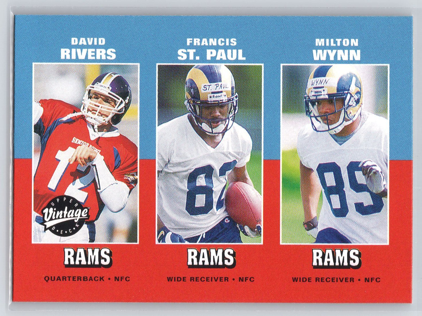 2001 Vintage #286 David Rivers /Francis St. Paul/Milton Wynn RC - Rams ...