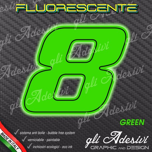 Fluorescent Green Number 8 Stickers For Motorcycle Auto Cross Race 10 ...