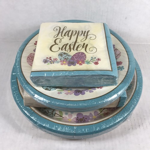 Happy Easter Paper Plates Napkins Tablecloth Service for 18 Dinner ...