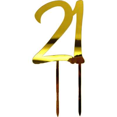 21st Gold Mirror Cake Topper Twenty First Birthday Age 21 Party ...
