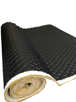Black PVC Quilted Upholstery Vinyl Fabric with 3/8" Foam Backing by the ...