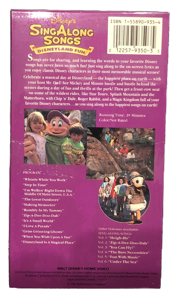 Disney's SingAlong Songs Disneyland Fun Vol 7 (VHS 1993)BRAND NEW-SHIPS ...
