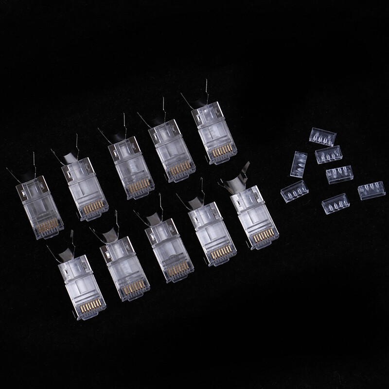 10Pcs Cat7 RJ45 connector cat 7 crystal plug shielded FTP RJ45 modul*h ...
