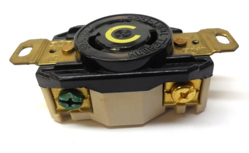 HUBBELL TWIST LOCK HBL2610, BLACK NYLON, SINGLE FLUSH RECEPTACLE, 125 V ...