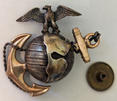 20s USMC Officer EGA "Beast" Dress Hat Badge 10K & Sterling SB XB | eBay