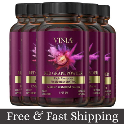 Vinia Red Grape Powder Rapid Absorbtion Piceid Resveratrol 60 Capsules ...
