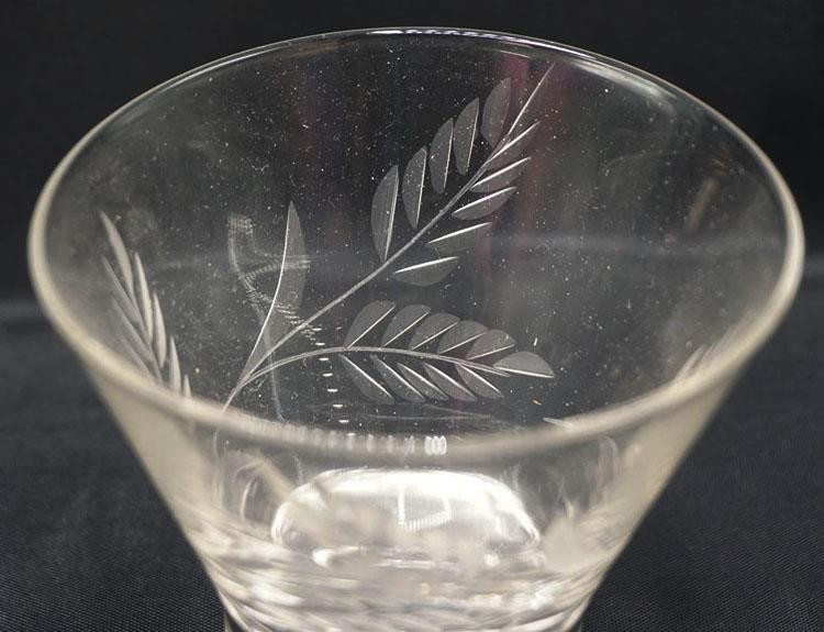 Set of Four Etched Bar Glasses Wheat Pattern Cosmopolitan Cocktail ...