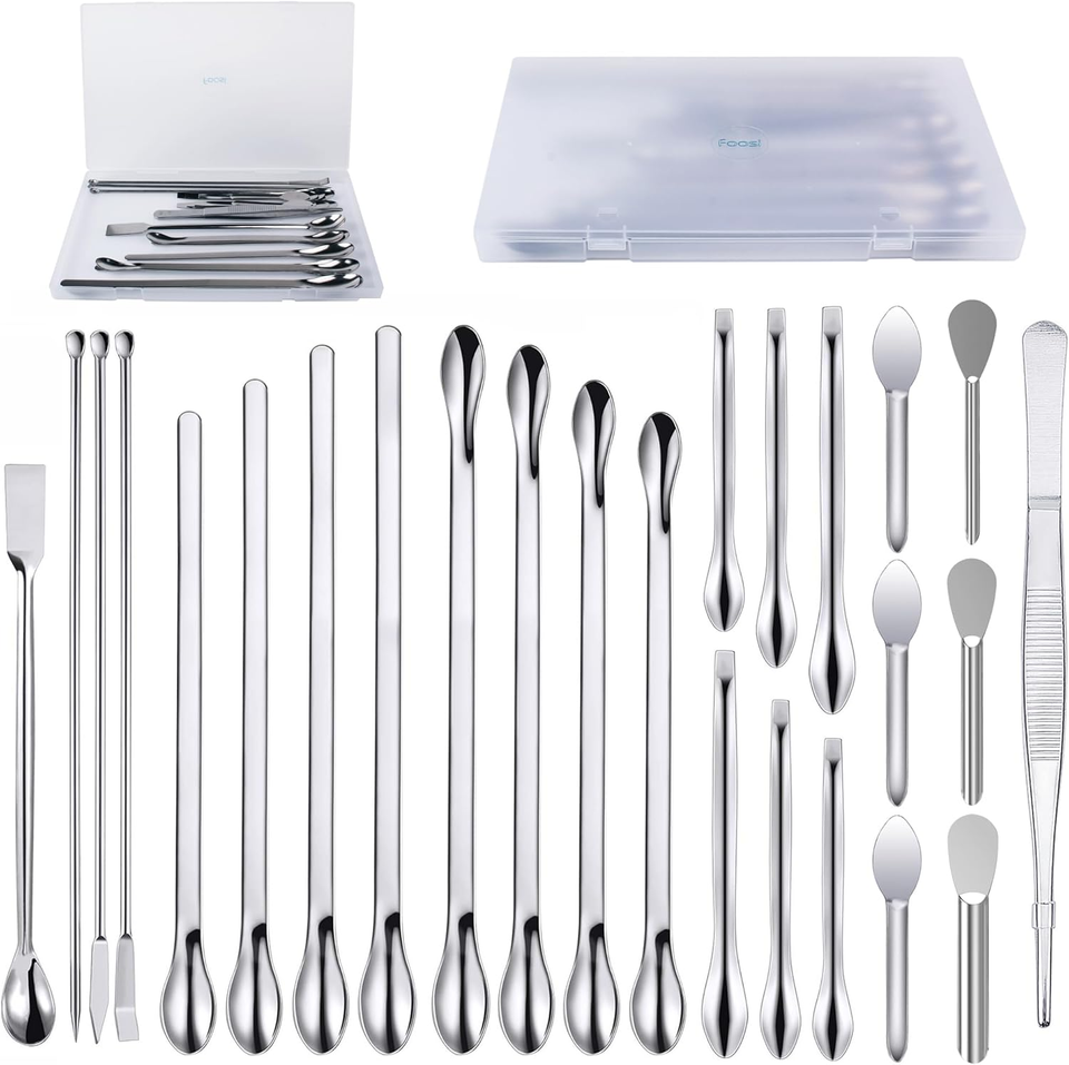 25 Pcs Stainless Steel Lab Spatula Micro Scoop Set Laboratory Tiny ...