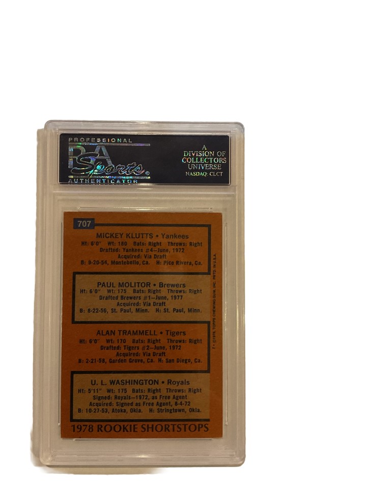 1978 Topps Rookie Shortstops Paul Moliter/ Alan Trammell #707 PSA 4 | eBay