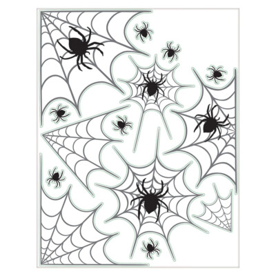 Spiderweb Spiders Halloween Vinyl Window Clings Decorations 14 Pc | eBay