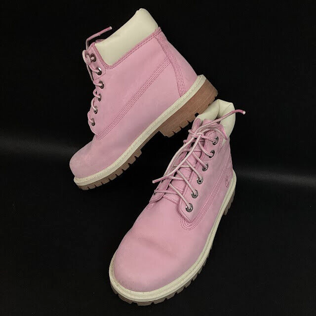 Timberland-Girls Sz 2-Pale Pink Leather-Combat Winter Boots-Primaloft ...