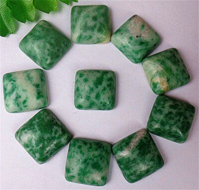 10Pcs 15x6mm Natural Green Sesame Jasper Square Cab Cabochon BV66441 | eBay