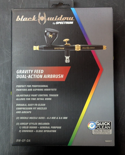 Spectrum Black Widow Gravity Feed Dual-Action Airbrush BW-GF-DA #59557 ...
