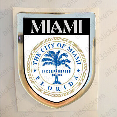 Miami USA Sticker Seal Resin Domed Flag United States Stickers Shield ...