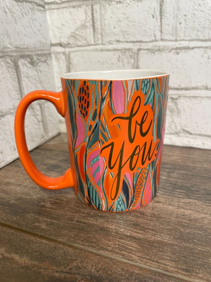 Etta Vee Coffee Mug “BE YOU” Gold Multicolor Floral Cup | eBay