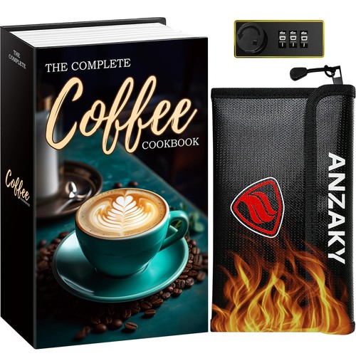 Book Safe with Combination Lock and Fireproof Money Bag, Hollow with ...