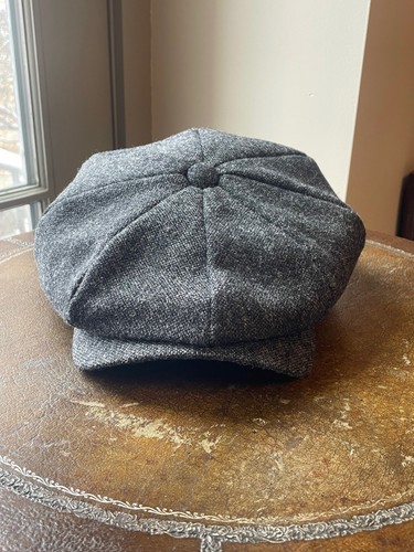 NEW Bates Abraham Moon Anthracite Gatsby Cap 60cm UK-7 3/8 Made in ...