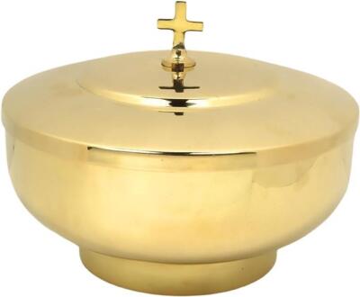Sacred Vessel 4 Inch Simple Solid Brass Host Ciborium with Cross Top ...