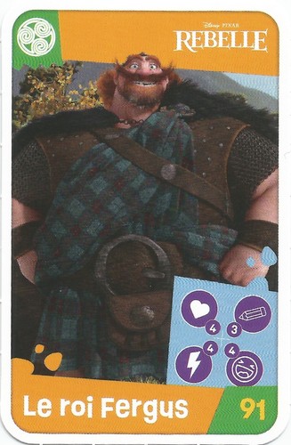 CARTE DISNEY PIXAR. JOUONS REVONS. AUCHAN 2024. REBELLE. LE ROI FERGUS ...