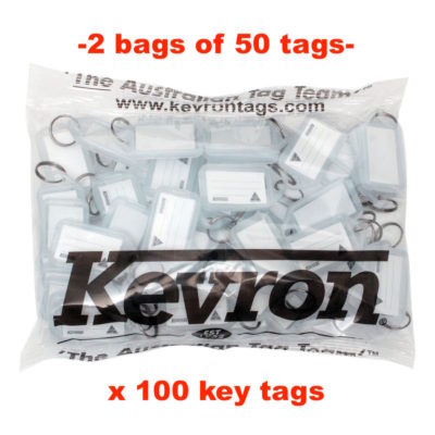 Key Tags -2 Bags Of 50 CLEAR Plastic KEVRON Click Key Tags -100 TAGS ...