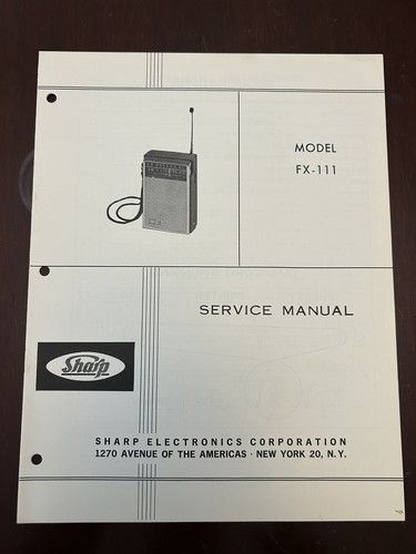 Sharp FX-111 Transistor Radio Service Manual Vintage OEM Diagrams ...
