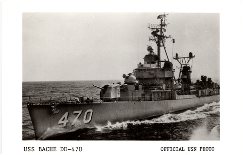 USS Bache DD-470 Fletcher Navy Destroyer Ship 1950s RPPC Official USN ...