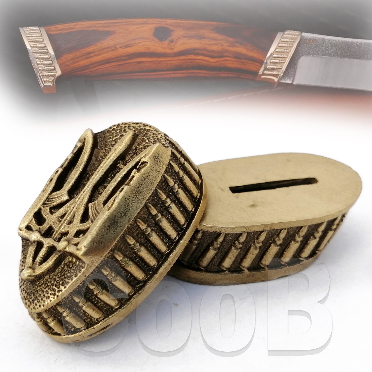 RvD Knife Guard Pommel UKRAINE TRIDENT TRYZUB Bronze Knife Making ...