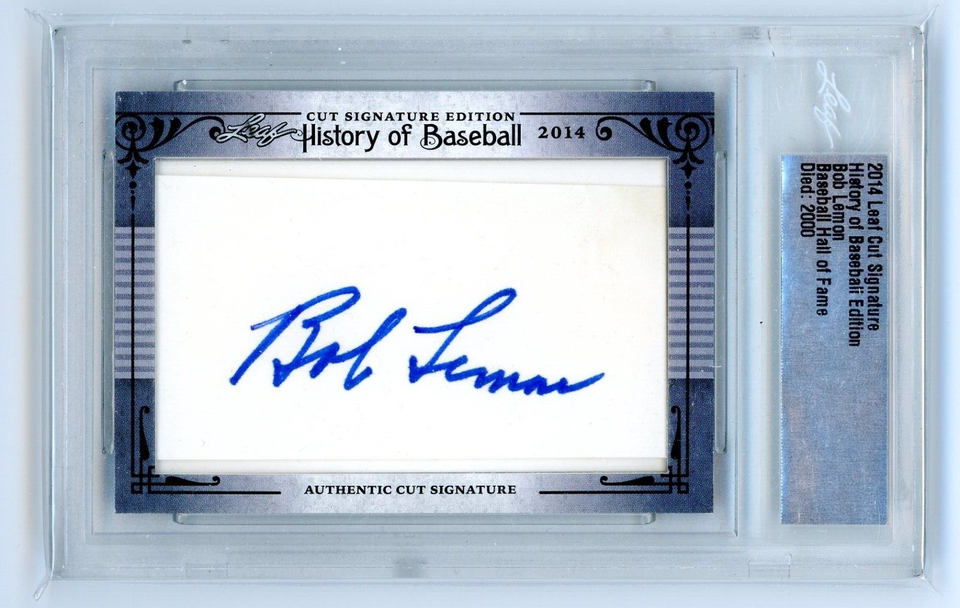 2014 Leaf Cut Signature Bob Lemon Autograph Hall of Fame Auto Cleveland ...