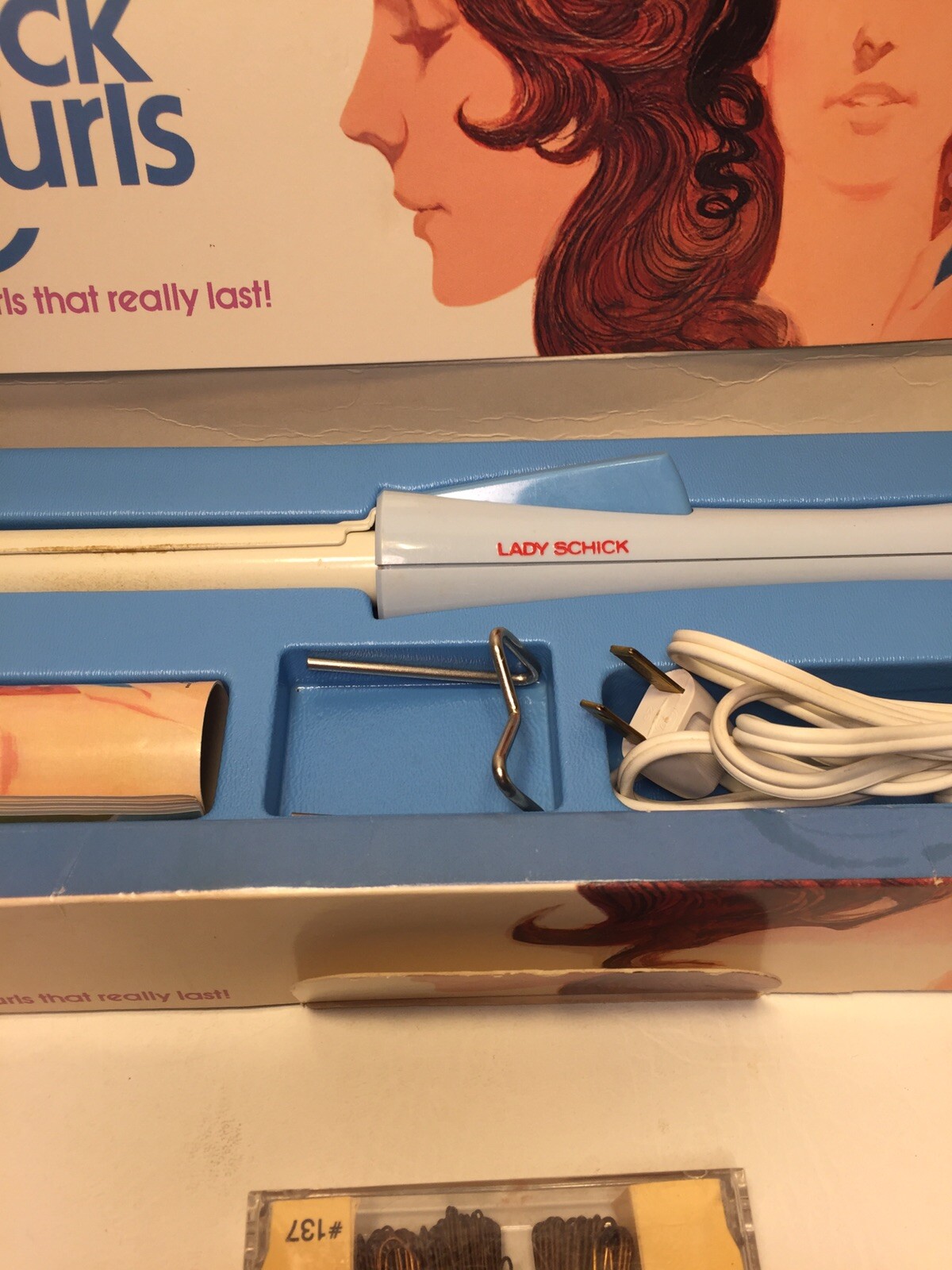 Vtg Lady Schick Quick Curls CI-3 Hair Curling Iron Styler w/Box & 50 ...