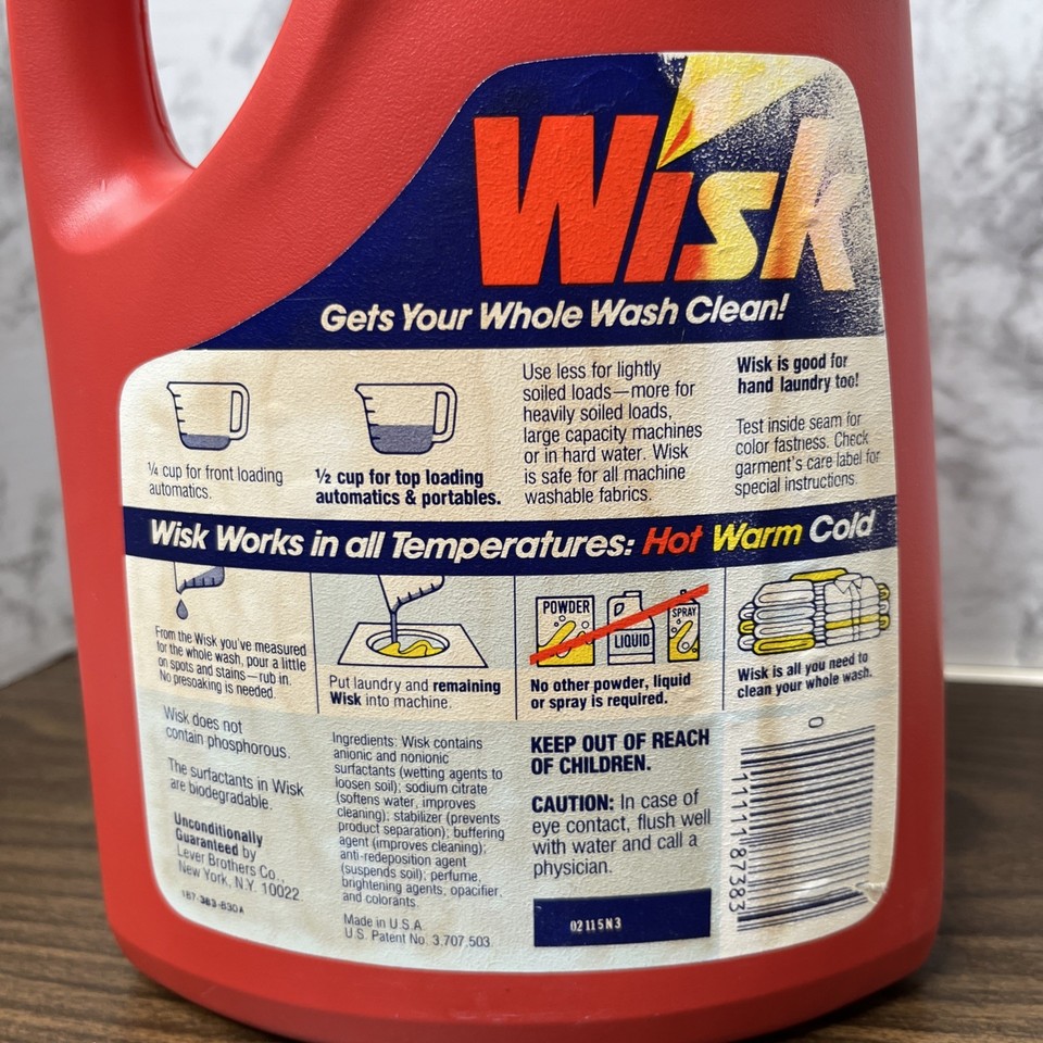VTG Wisk laundry detergent 64oz Bottle 20% Full 80s 90s Prop | eBay