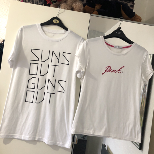 George Size 12-14 Pit To Pit 18 inch White Graphic Print Short Sleeved ...