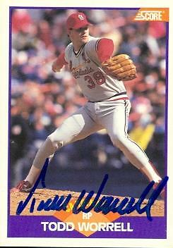 Todd Worrell autographed Baseball Card (St. Louis Cardinals) 1989 Score ...