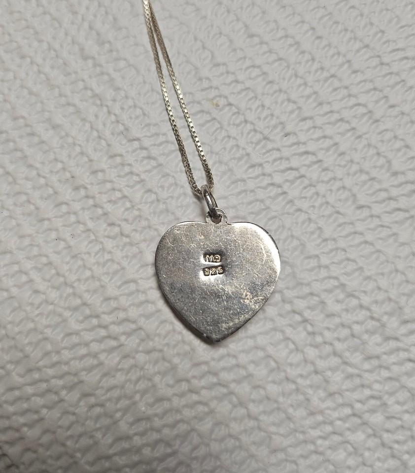 Vintage MICHAEL ANTHONY Sterling Silver Onyx Heart Pendant Necklace ...