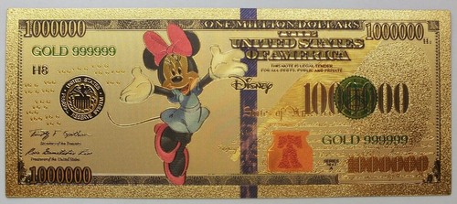 Minnie Mouse Disney $1000000 Note Novelty 24K Gold Foil Bill Plated ...