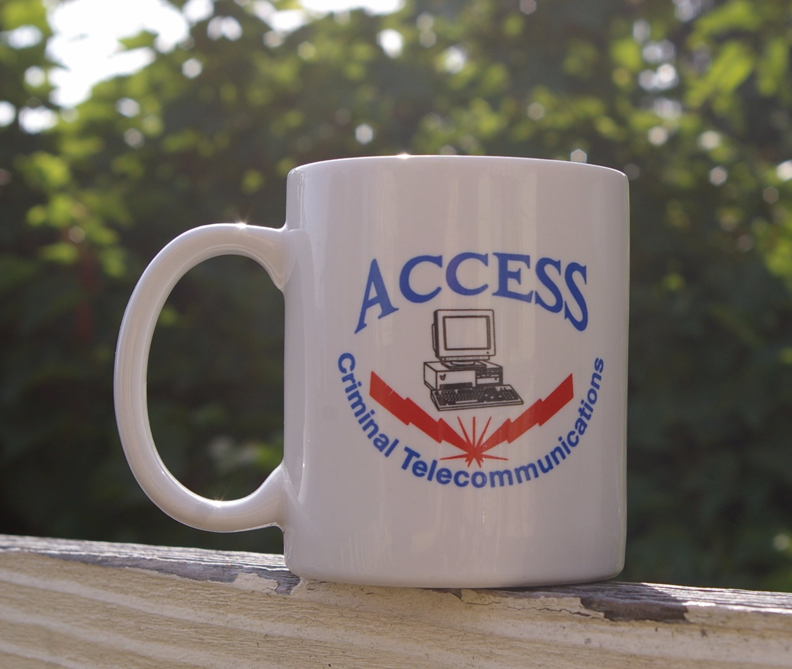 Retro Desktop Computer Logo Access Criminal Communications Coffee Mug ...