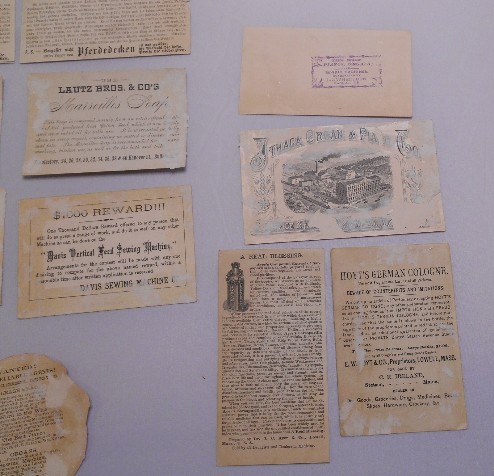 Victorian Trade Cards Lot 25pc Assorted Ayers Hoyt Ithaca Diecut Davis ...